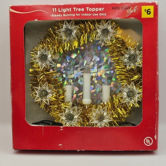 Holiday | Vintage Holiday Style 11 Light Tree Topper Gold Lighted ...